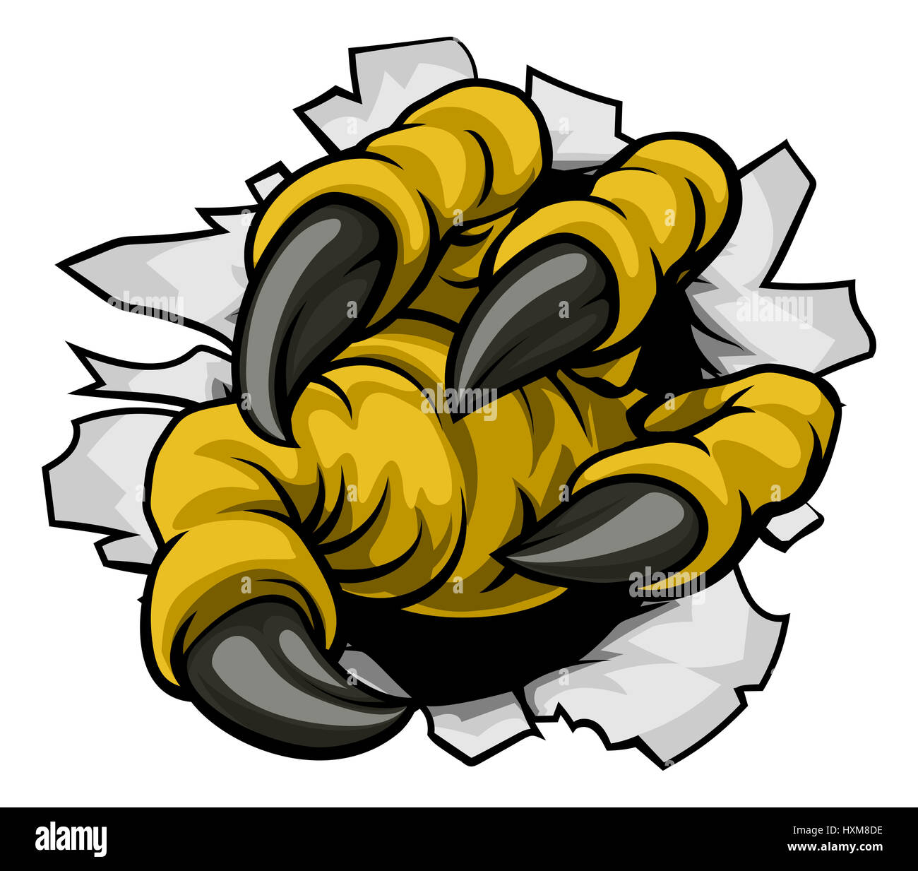 A cartoon eagle bird claw ripping or tearing through a hole in the ...