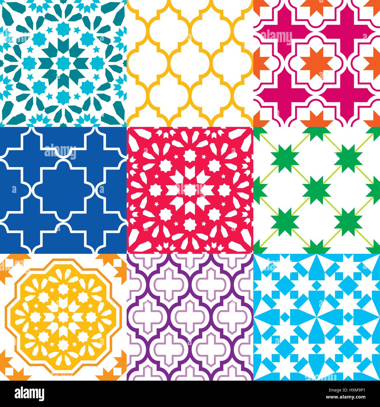 Moroccan tiles design, seamless geometric pattern collections in blue ...