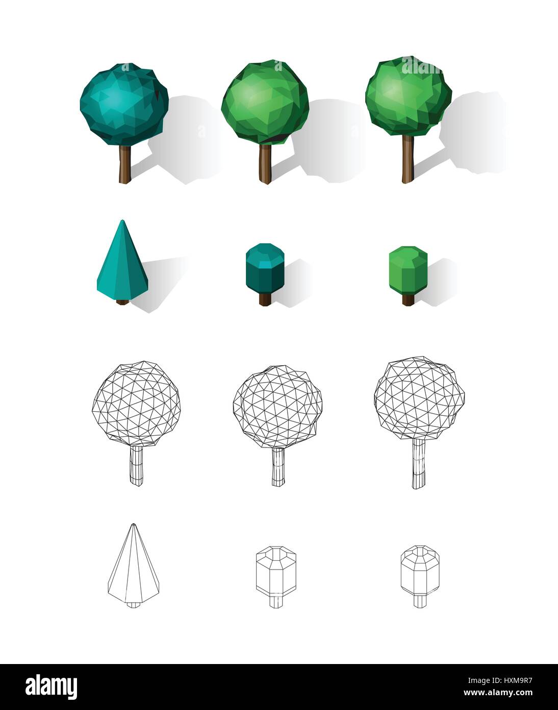 Isometric vector tree set. Landscape constructor kit Stock Vector Image ...