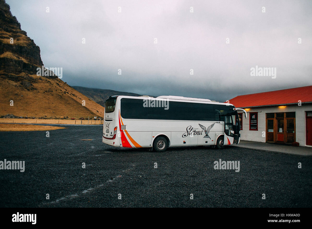 Tourist bus in Iceland Stock Photo - Alamy