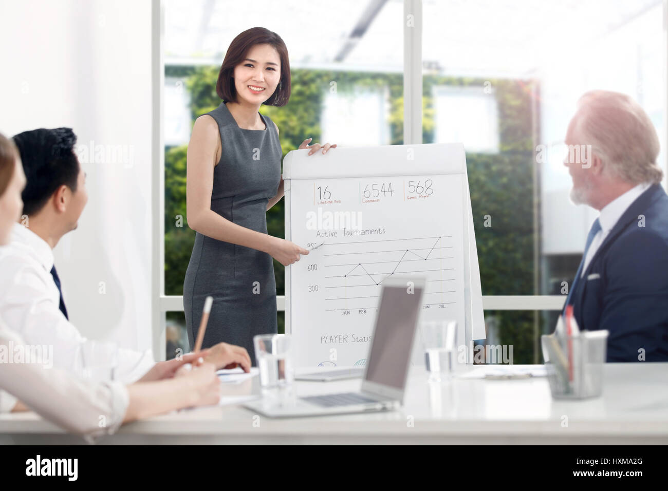 Business woman presenting during a meeting Stock Photo - Alamy