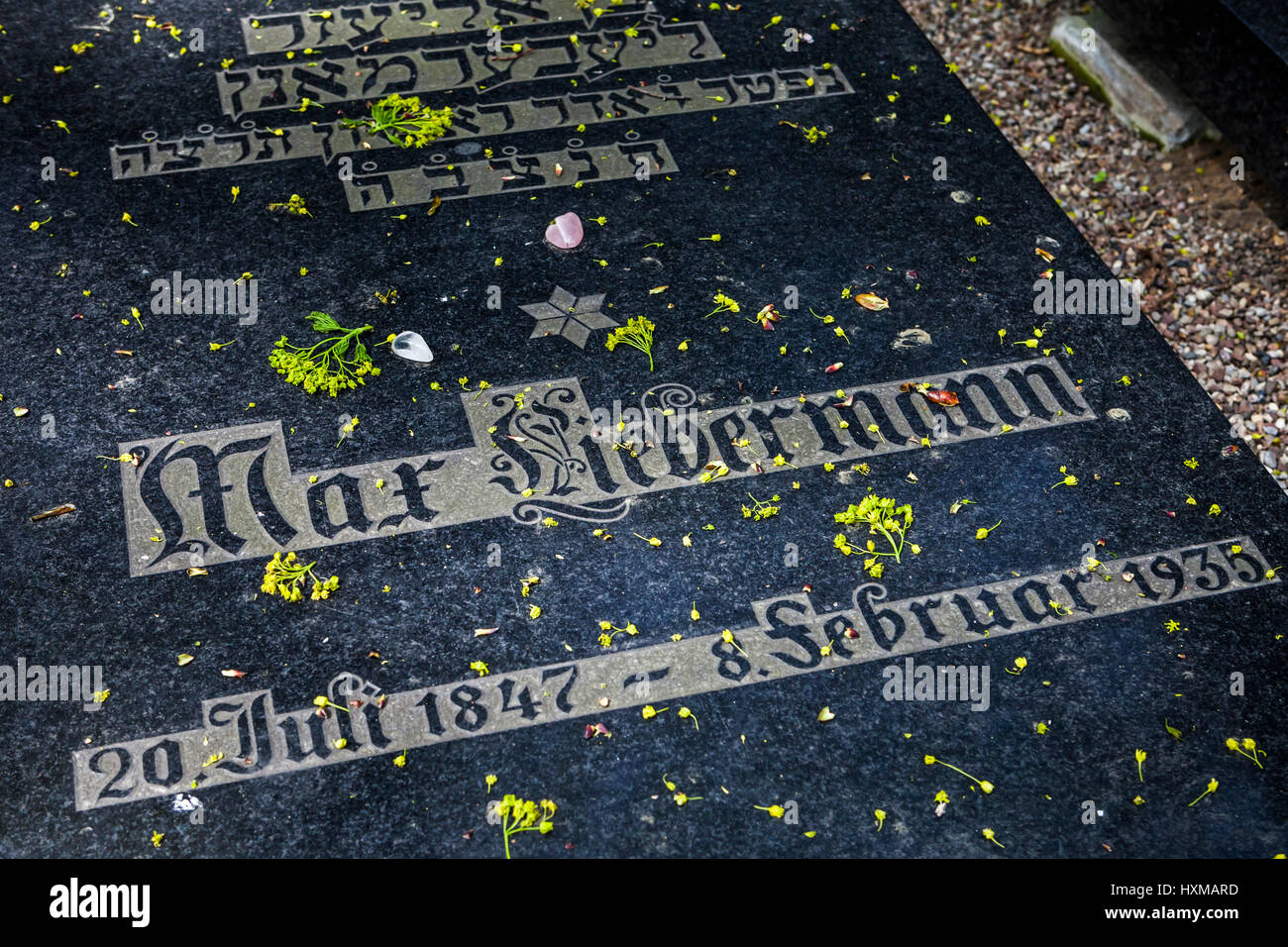 Grave stone of the painter Max Liebermann (1847-1935), Jewish Cemetery ...