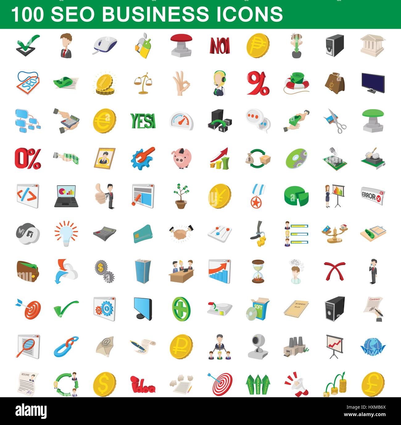 100 seo business icons set, cartoon style Stock Vector Image & Art - Alamy