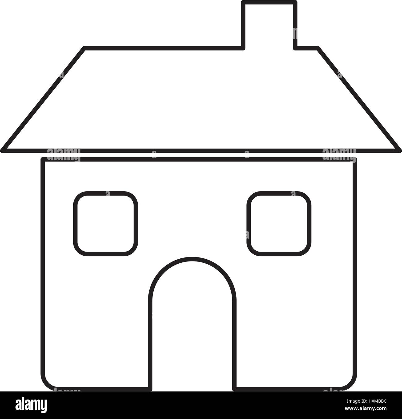 figure house with two windows, door and chimney Stock Vector Image ...
