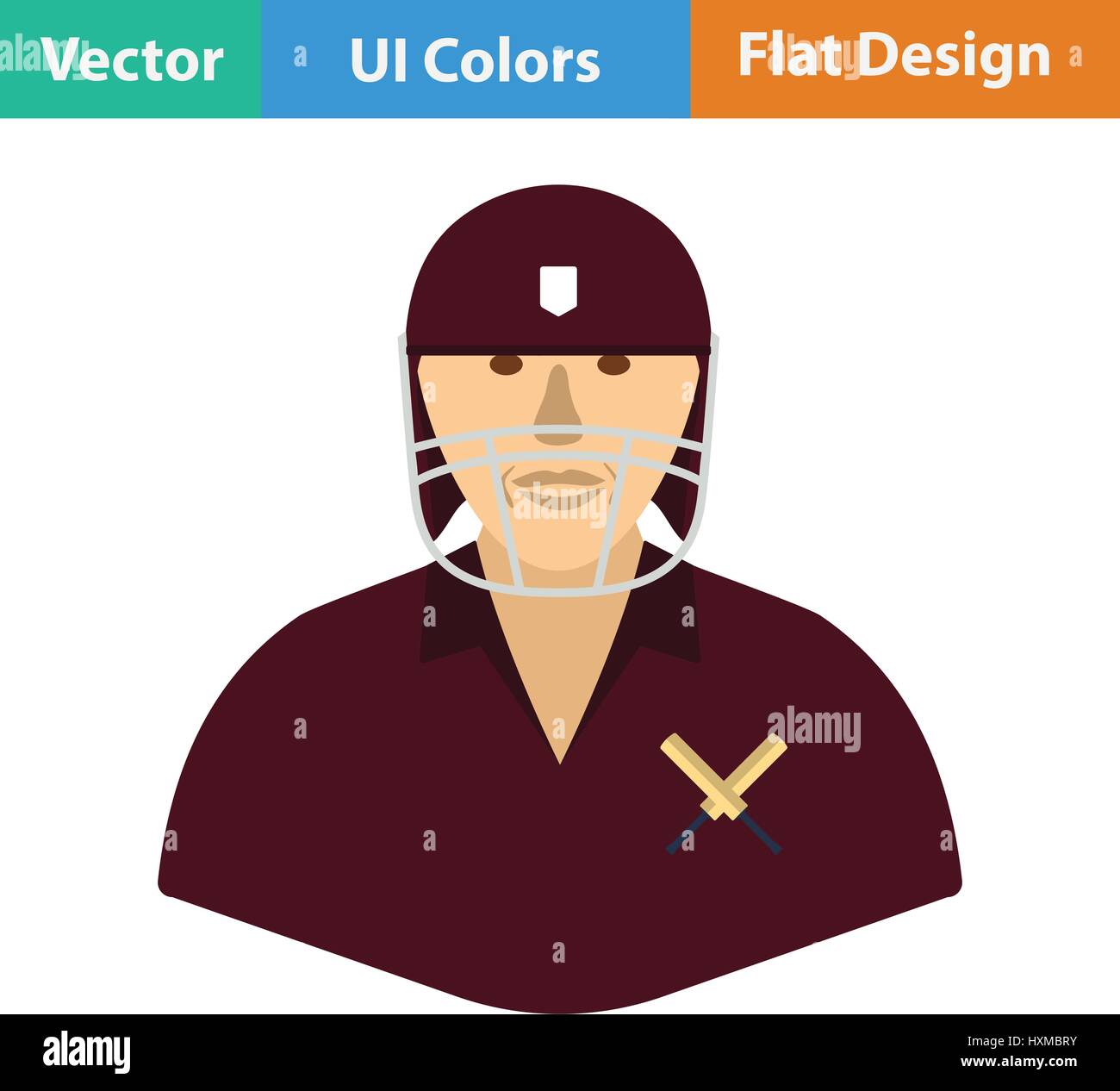 Cricket player icon. Flat design. Vector illustration Stock Vector ...