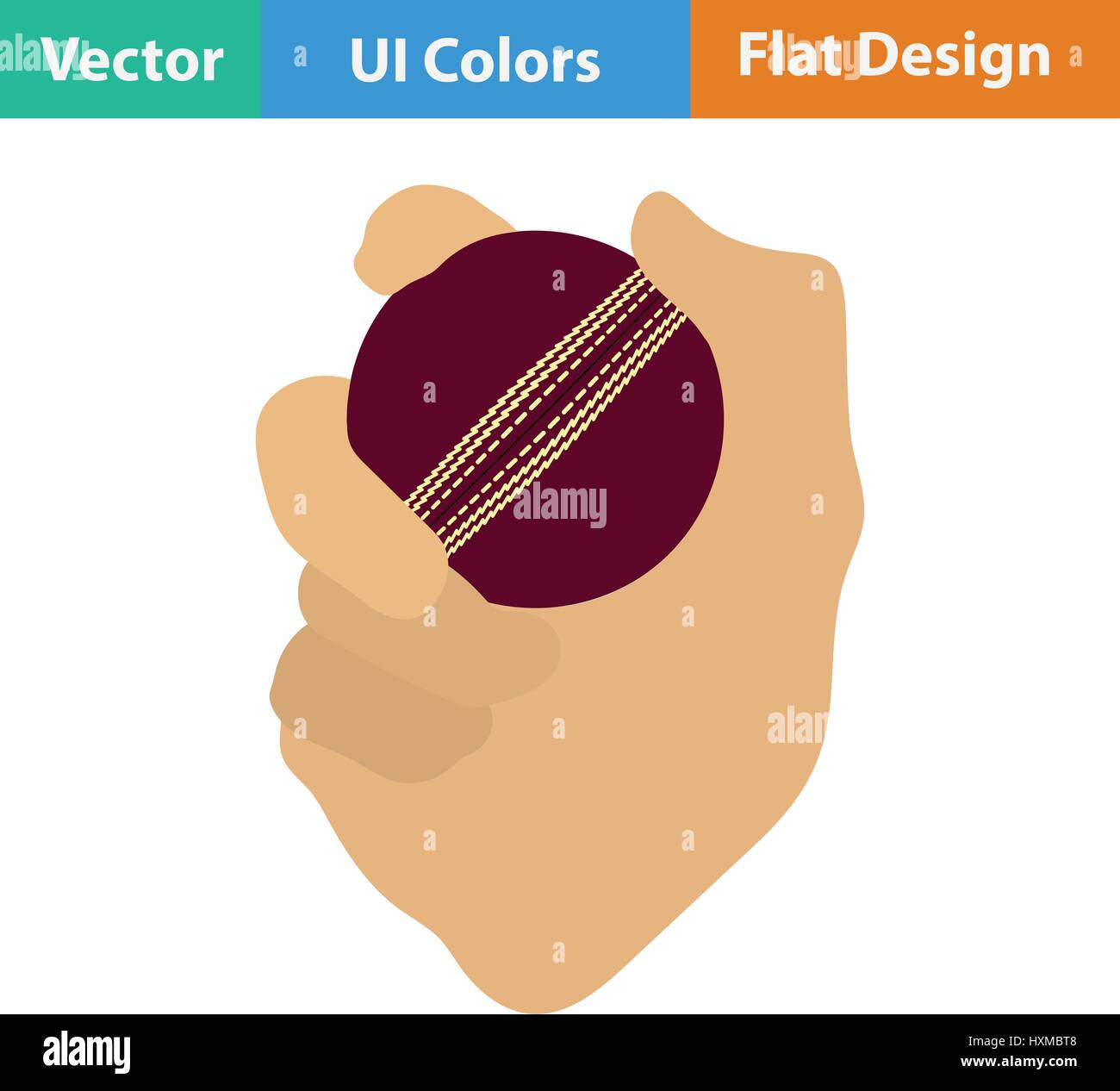 Hand holding cricket ball icon. Flat design. Vector illustration Stock ...