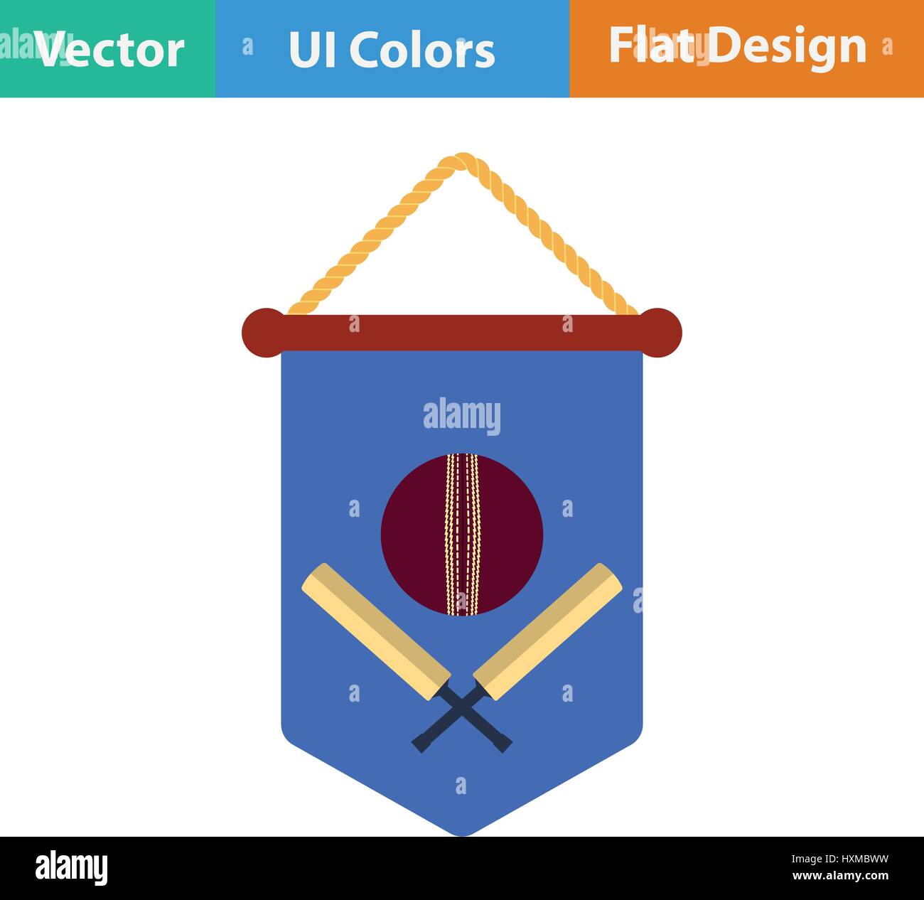Cricket shield emblem icon. Flat design. Vector illustration Stock ...