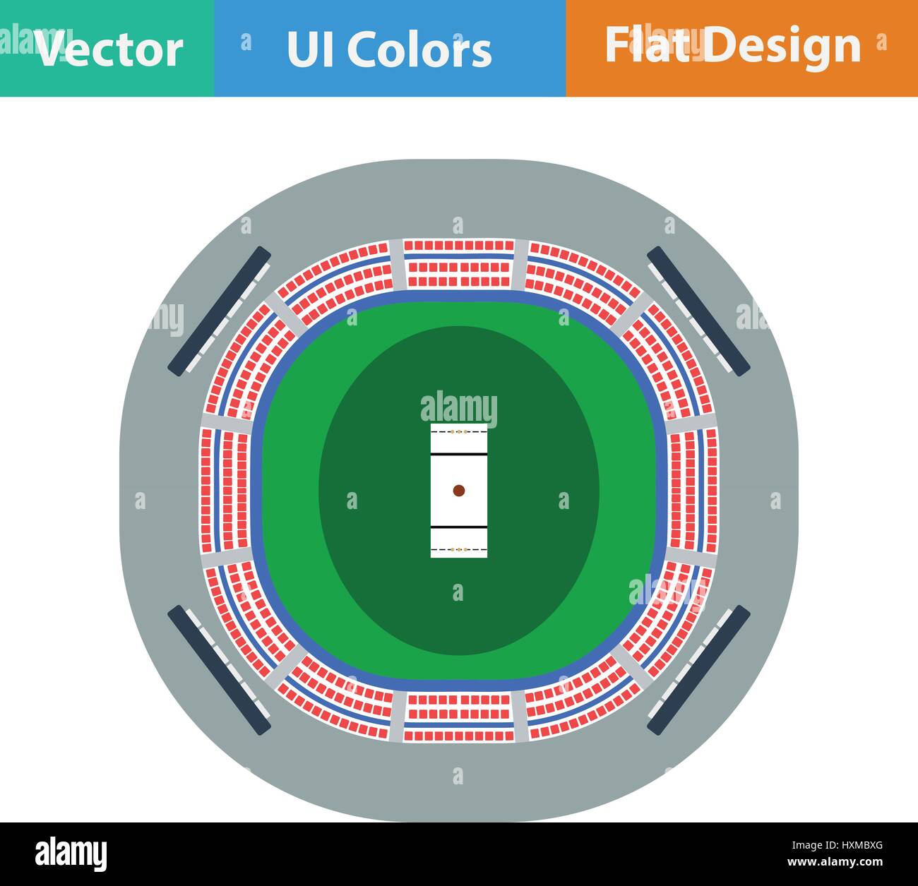 Cricket stadium icon. Flat design. Vector illustration Stock Vector ...