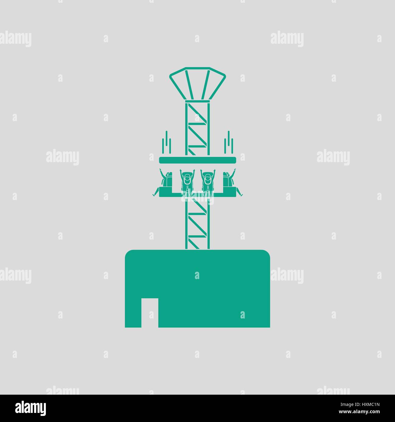 Free-fall ride icon. Gray background with green. Vector illustration ...