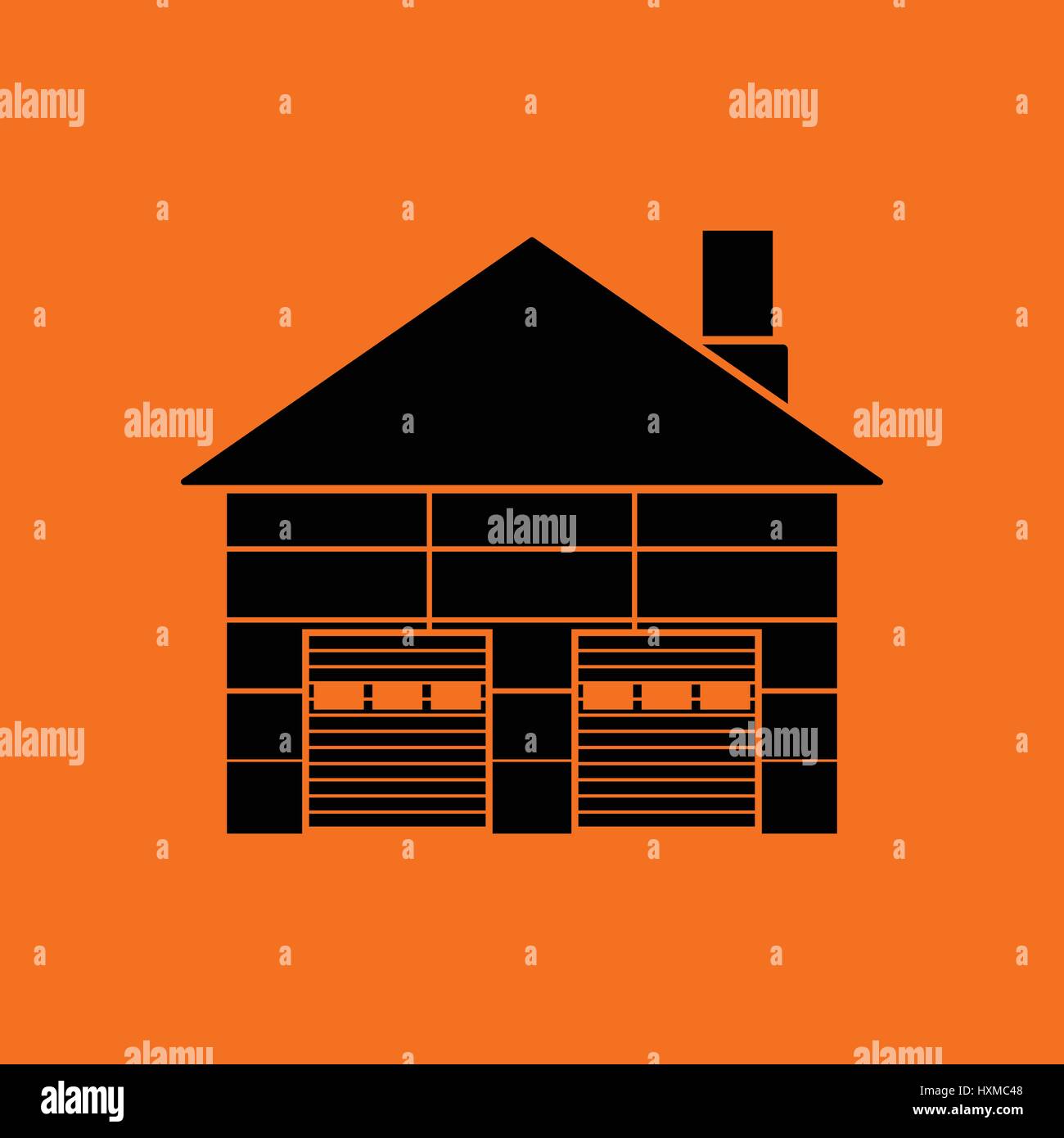 Warehouse logistic concept icon. Orange background with black. Vector ...