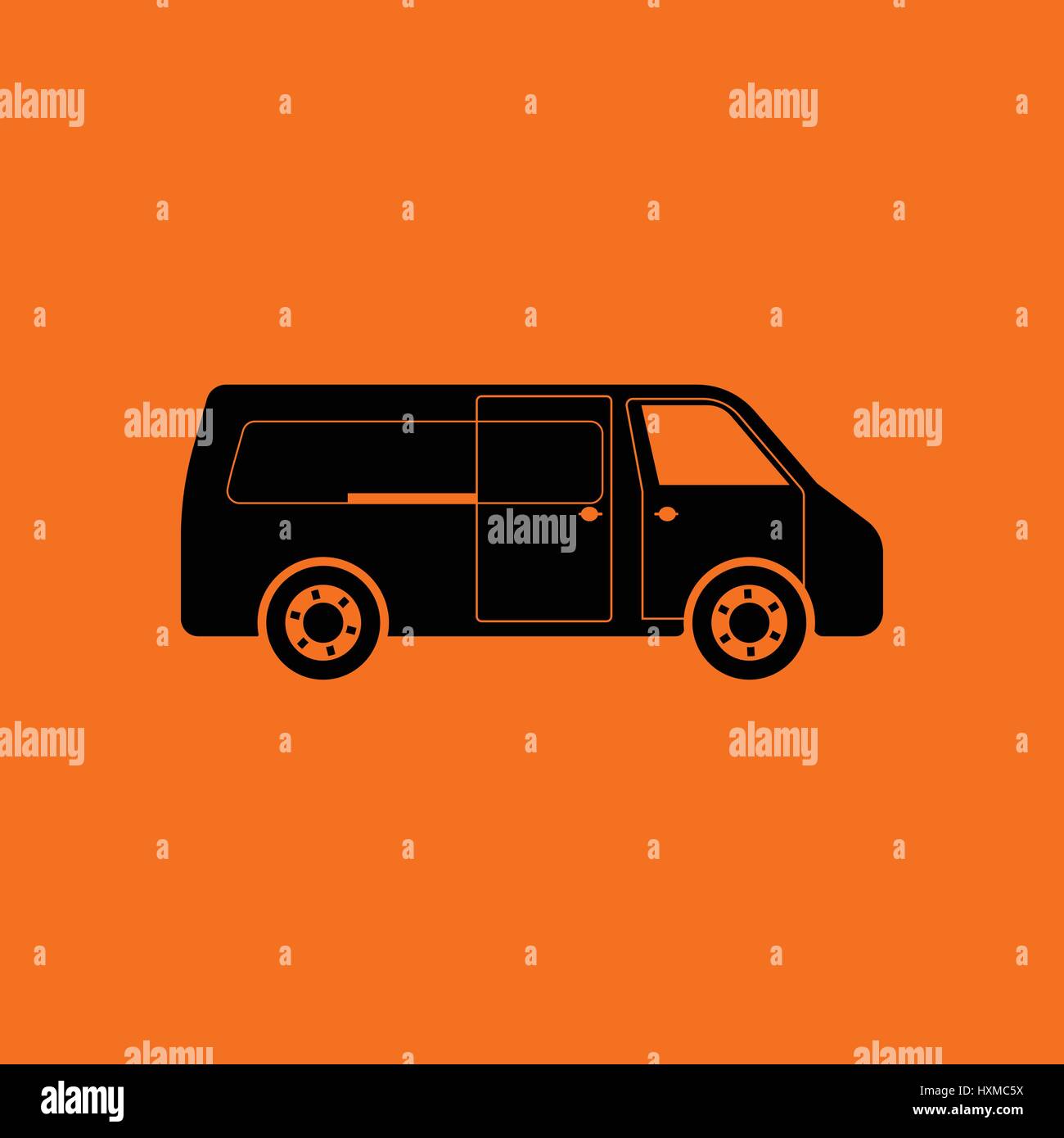 Commercial van icon. Orange background with black. Vector illustration ...
