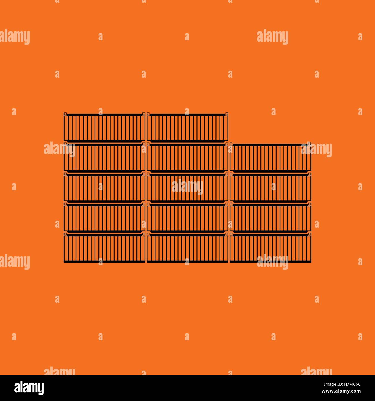 Container stack icon. Orange background with black. Vector illustration ...