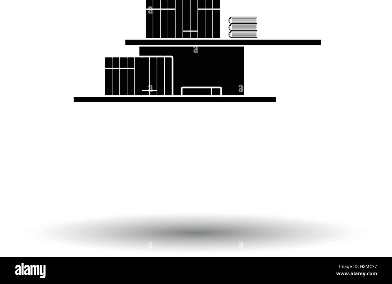 Wall bookshelf icon. White background with shadow design. Vector ...