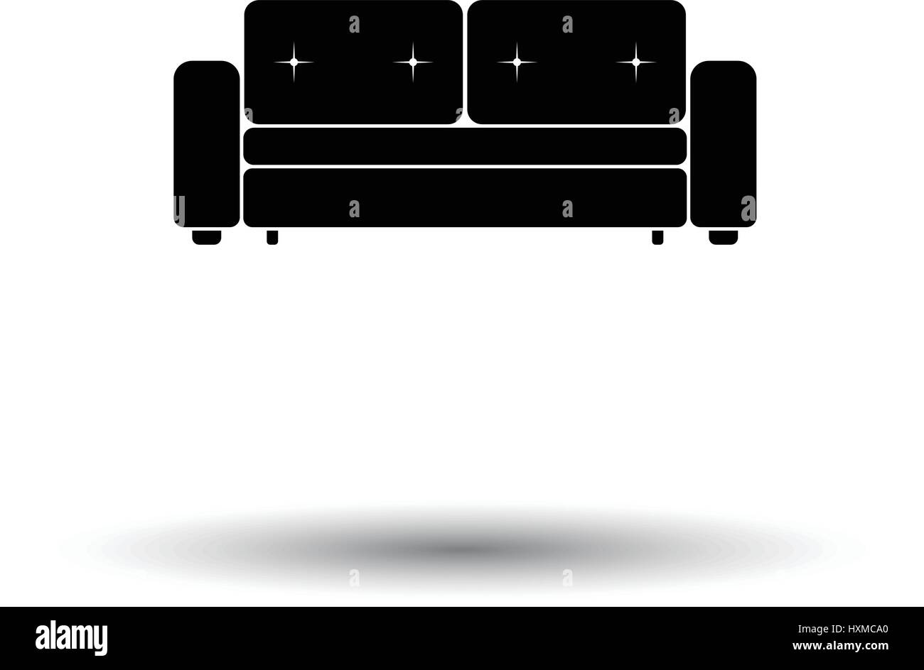 Home sofa icon. White background with shadow design. Vector ...