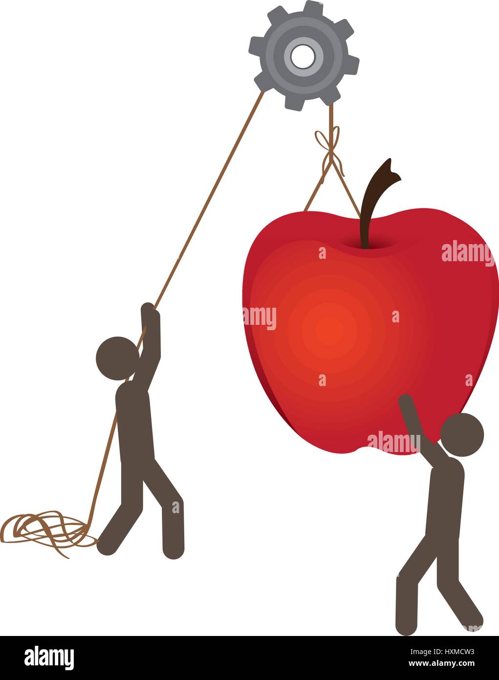 people with pulleys hanging the apple fruit Stock Vector Image & Art ...
