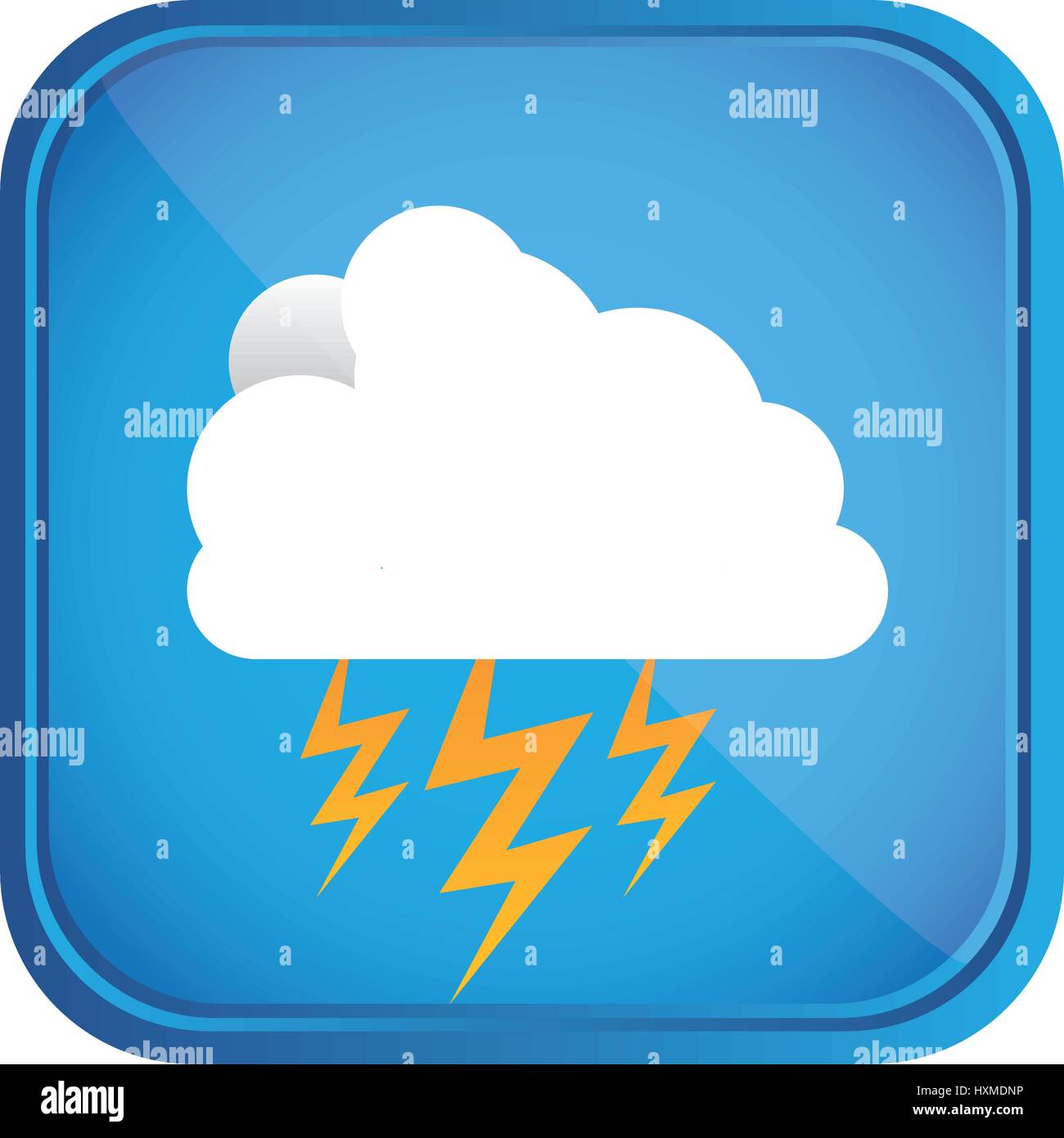 colorful square frame and blue background with cloud with lightnings ...