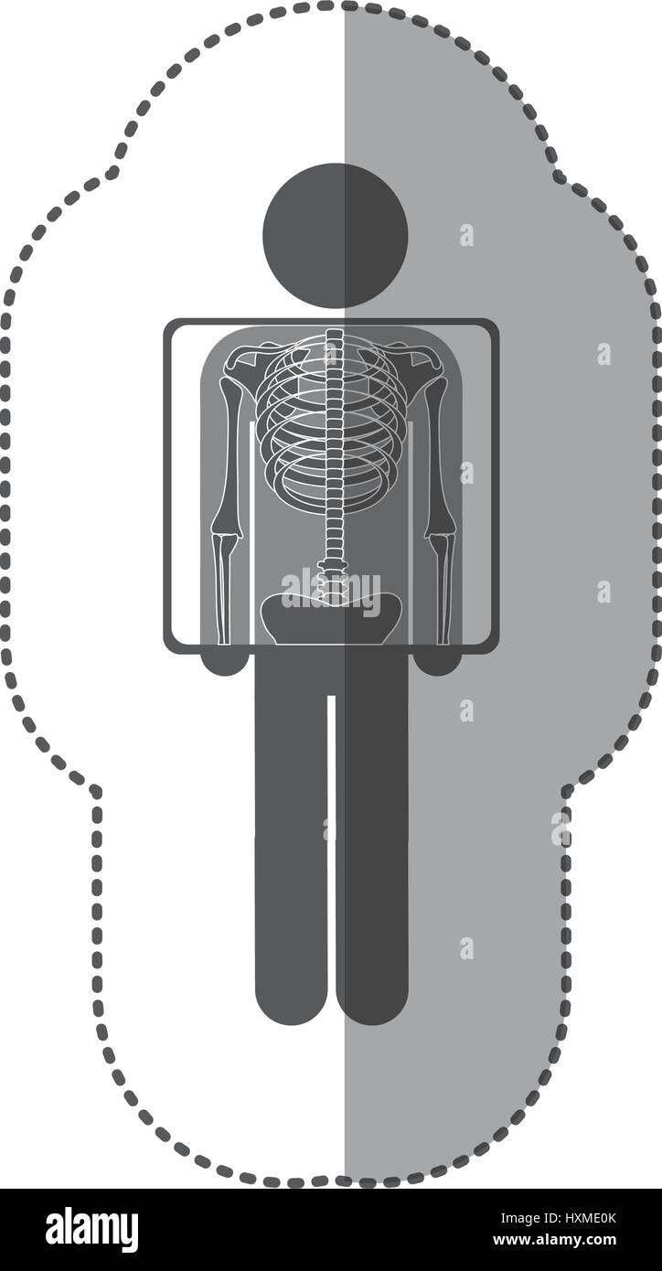 sticker monochrome pictogram patient and radiography Stock Vector Image ...