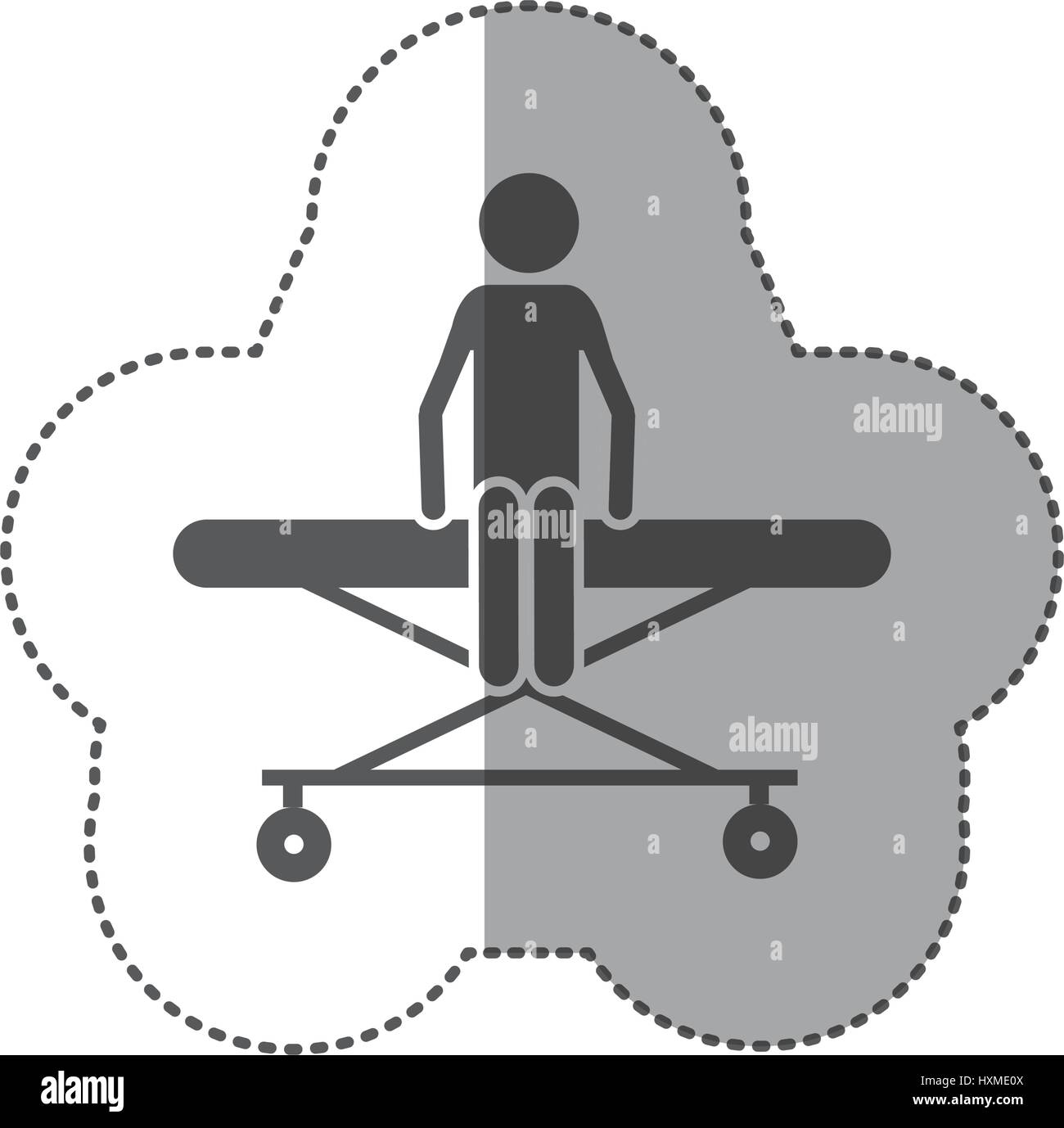 sticker monochrome pictogram patient in stretcher clinical Stock Vector ...