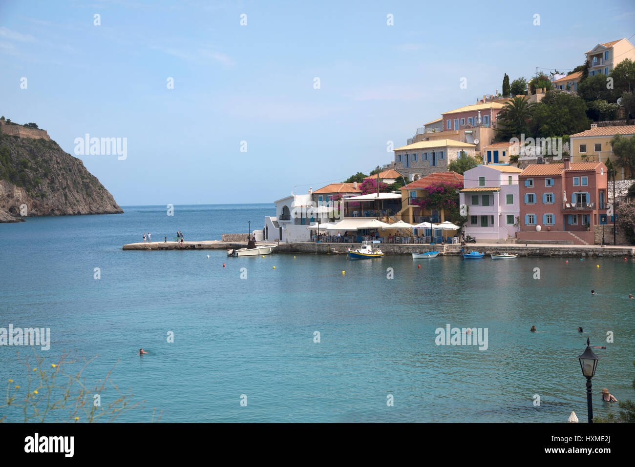 View over the village of Asos on the Greek island of Kefalonia, in ...