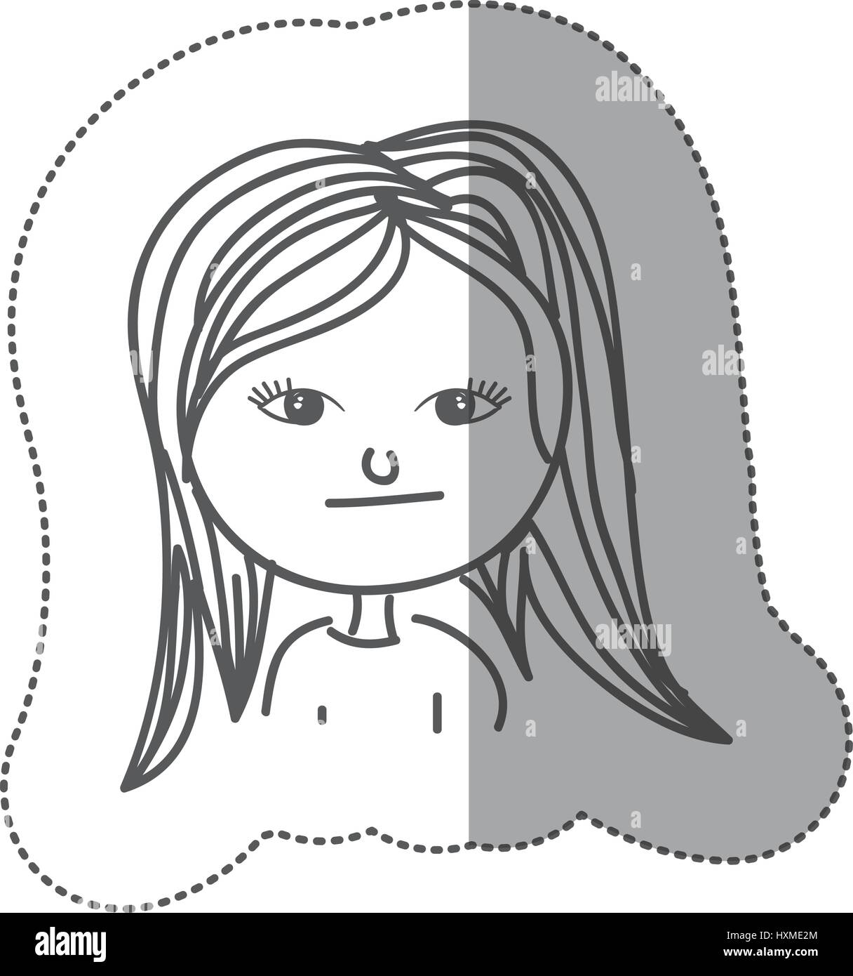 sticker silhouette half body caricature angry girl Stock Vector Image ...