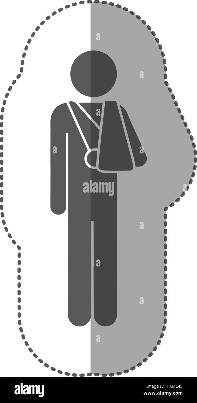 sticker silhouette pictogram bandaged arm patient Stock Vector Image ...