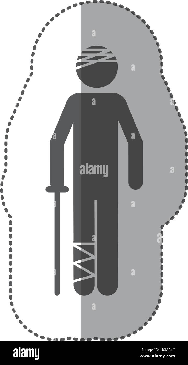 sticker silhouette pictogram bandaged patient Stock Vector Image & Art ...