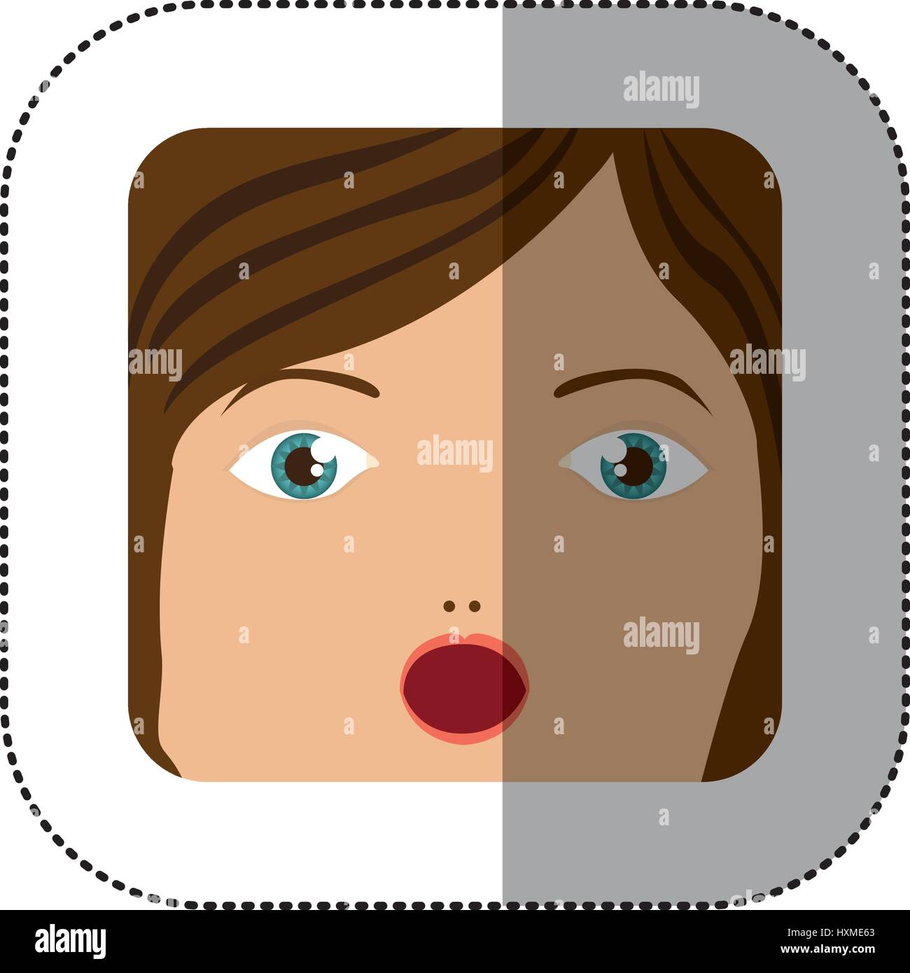 sticker cartoon human female face surprised Stock Vector Image & Art ...