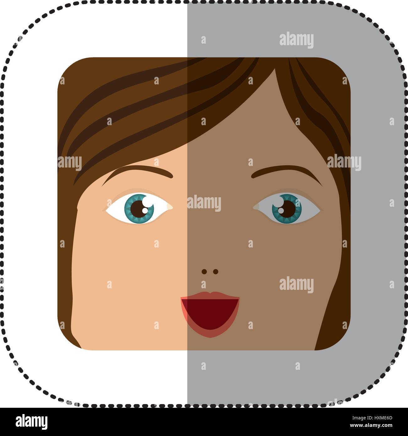 sticker cartoon human female smiling expression face Stock Vector Image ...