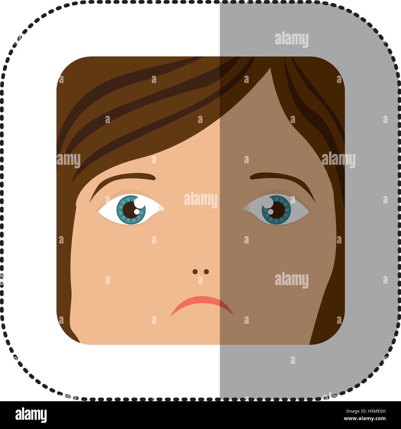 sticker cartoon human female sad face Stock Vector Image & Art - Alamy