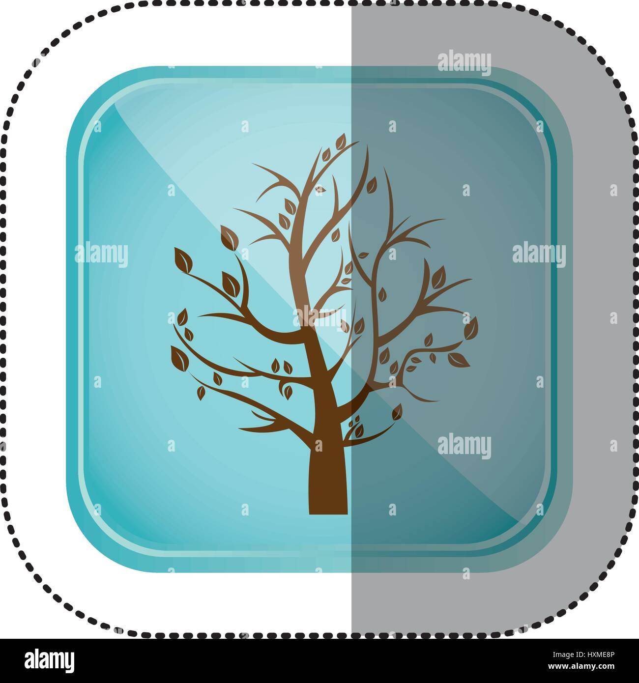 sticker color square frame and blue background with fall tree Stock ...