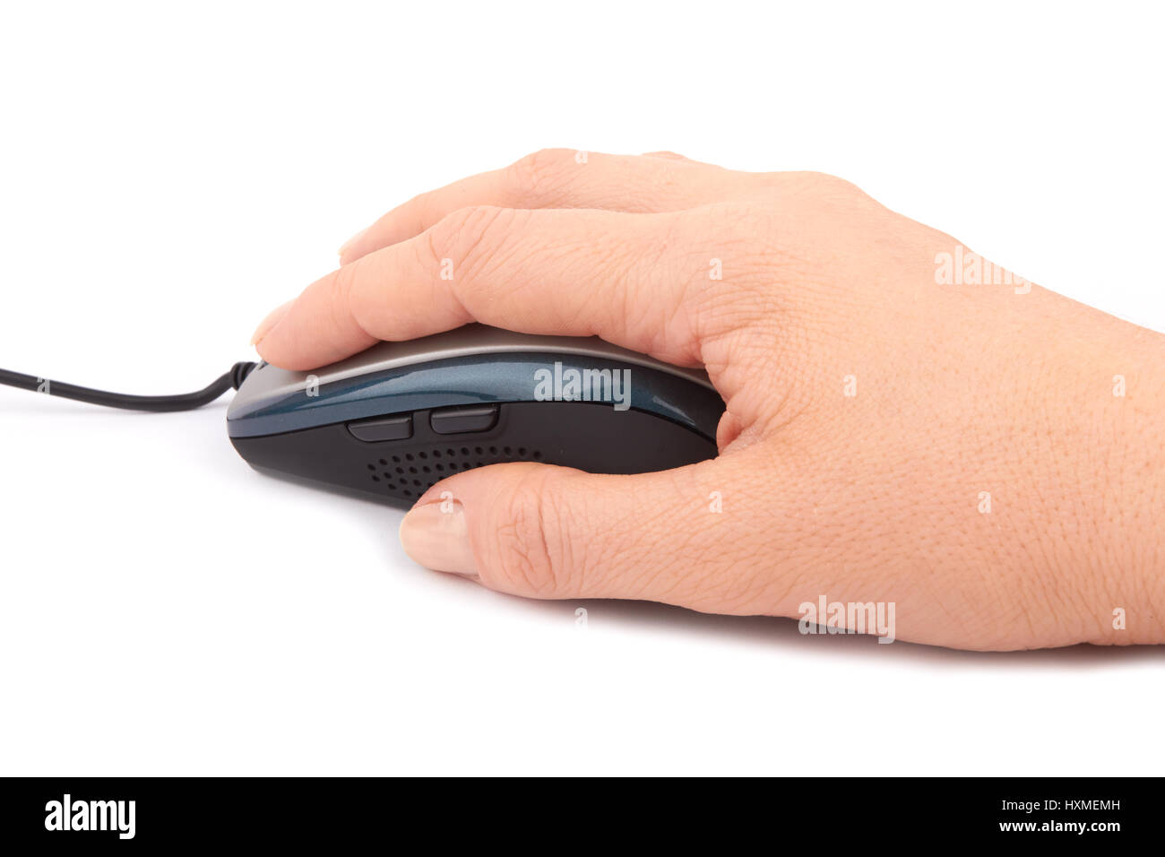 computer mouse and hand close up on a white Stock Photo - Alamy