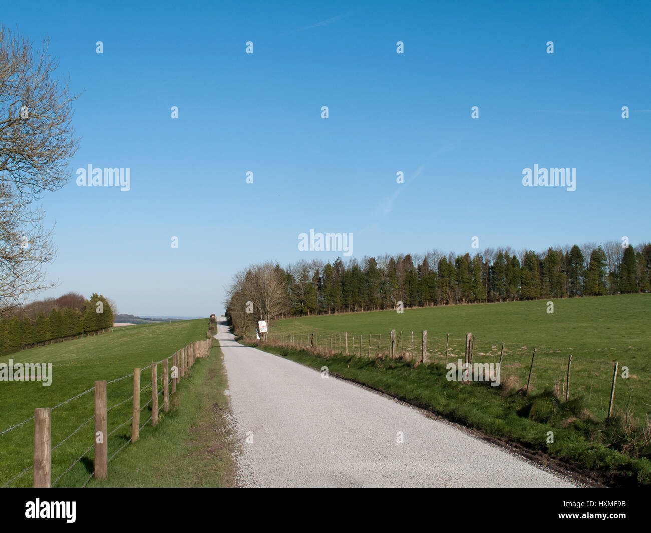 Single lane road through countryside and farmland Stock Photo - Alamy
