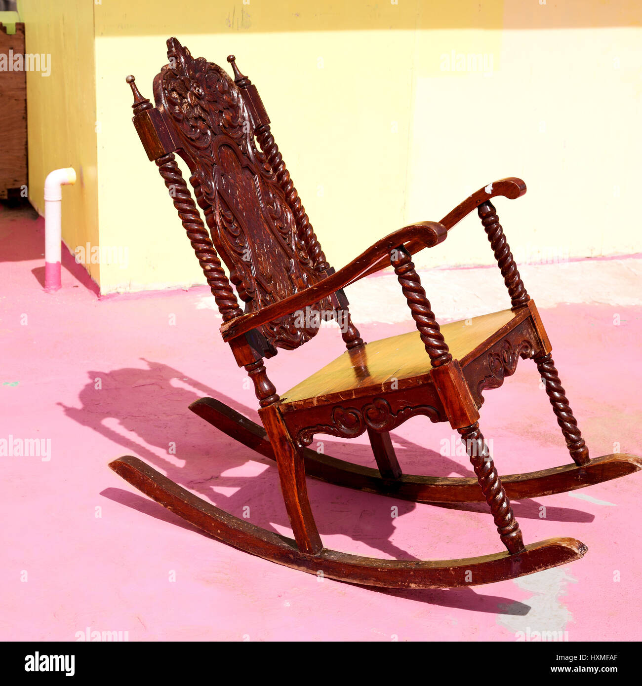 in philippines old dirty terrace whith rocking chair empty Stock Photo ...