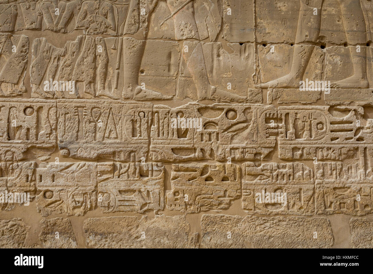 Symbols signs figures of the Pharaohs in Egypt, the wall in Luxor Stock ...