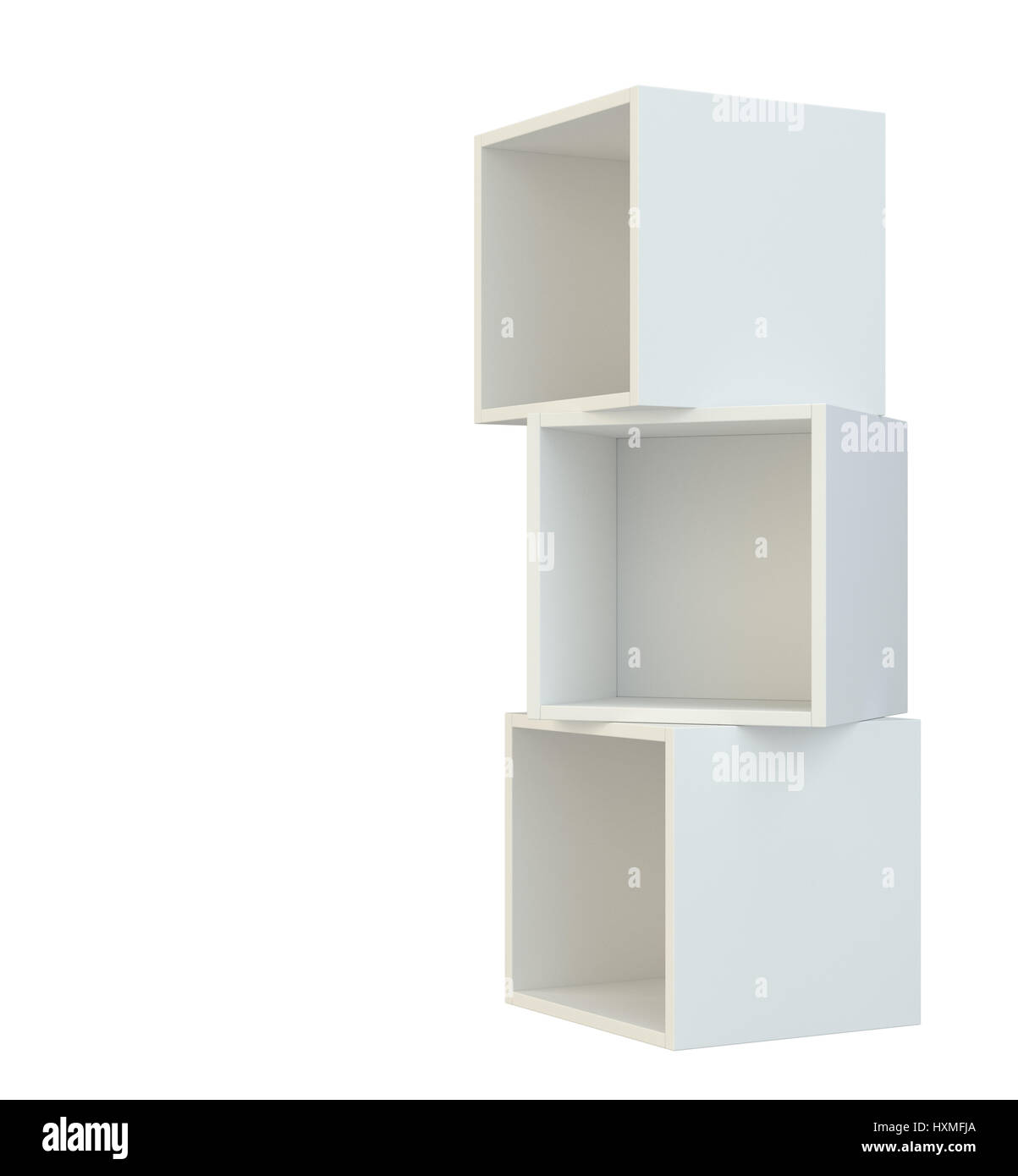 White box shelves. 3d rendering on white background Stock Photo - Alamy