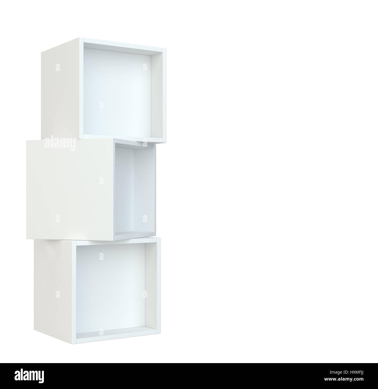 White box shelves. 3d rendering on white background Stock Photo - Alamy