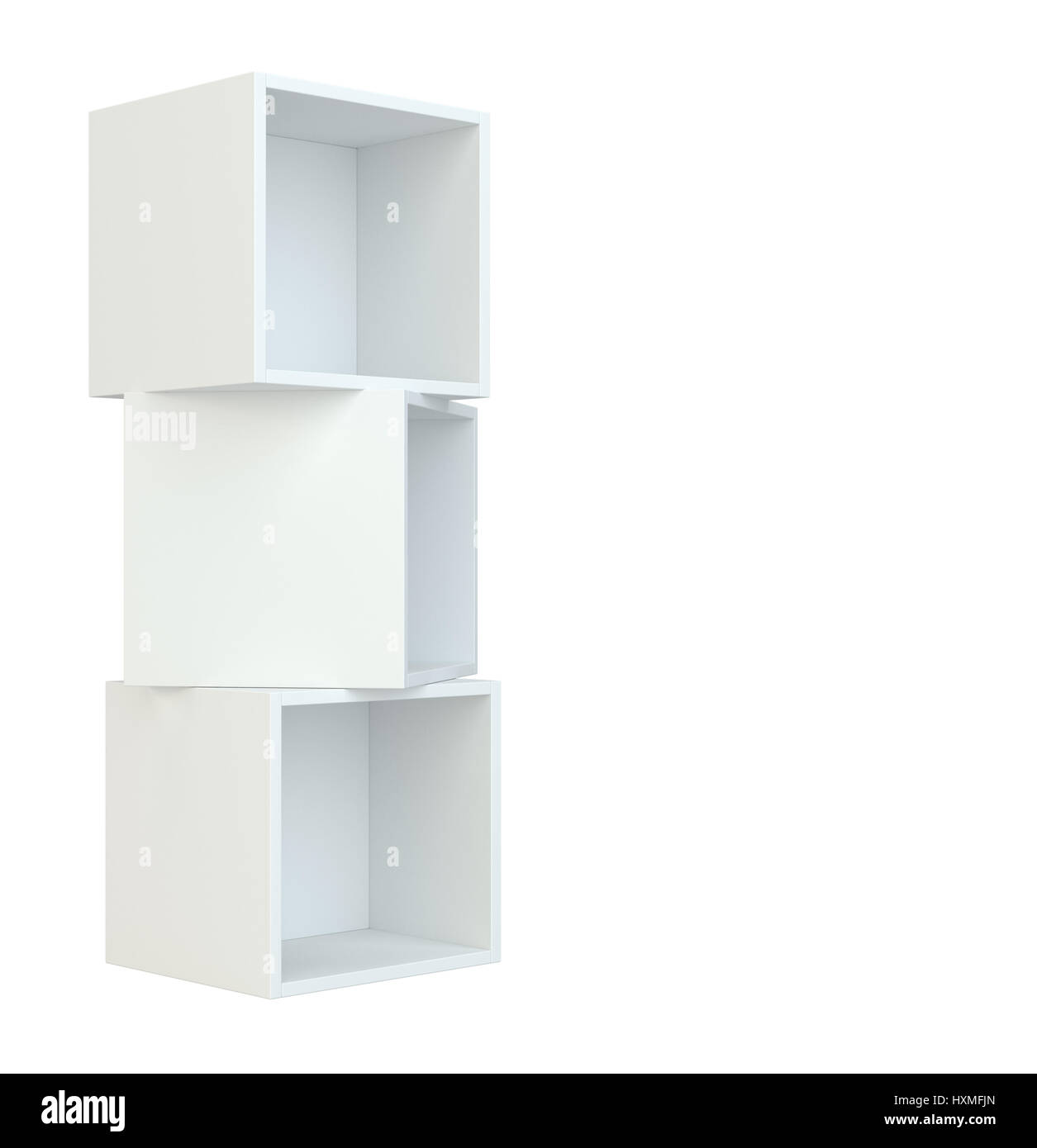 box shelves white. 3d rendering on white background Stock Photo - Alamy