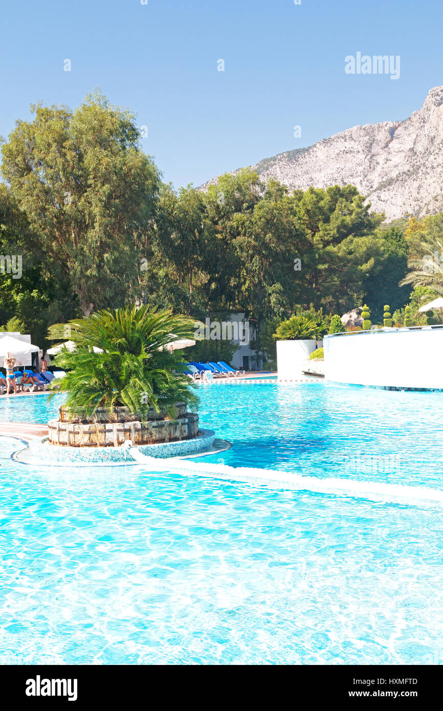 blur in turkey resort pool luxury vacation and background mountain ...