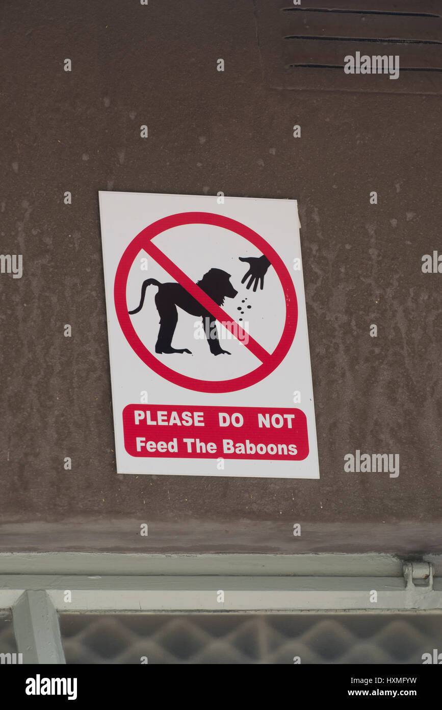 Do Not Feed Baboons sign, Namibia Stock Photo - Alamy