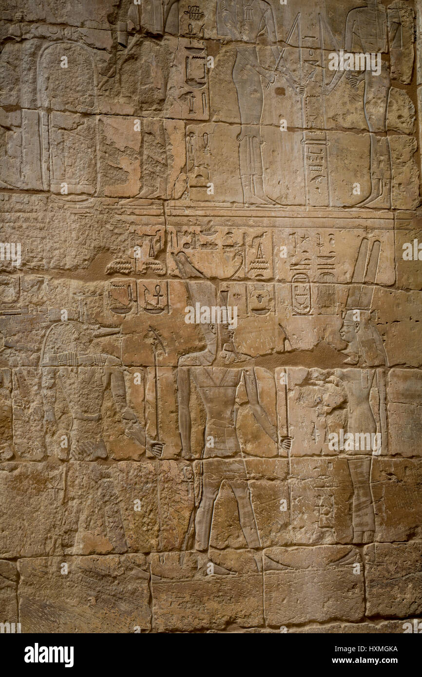 Symbols signs figures of the Pharaohs in Egypt, the wall in Luxor Stock ...