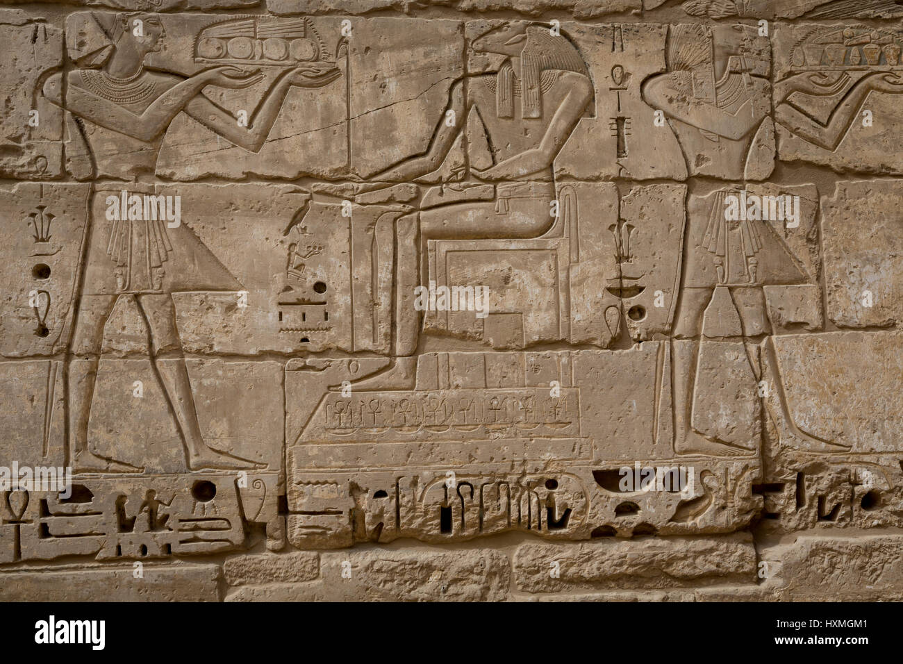 Symbols signs figures of the Pharaohs in Egypt, the wall in Luxor Stock ...