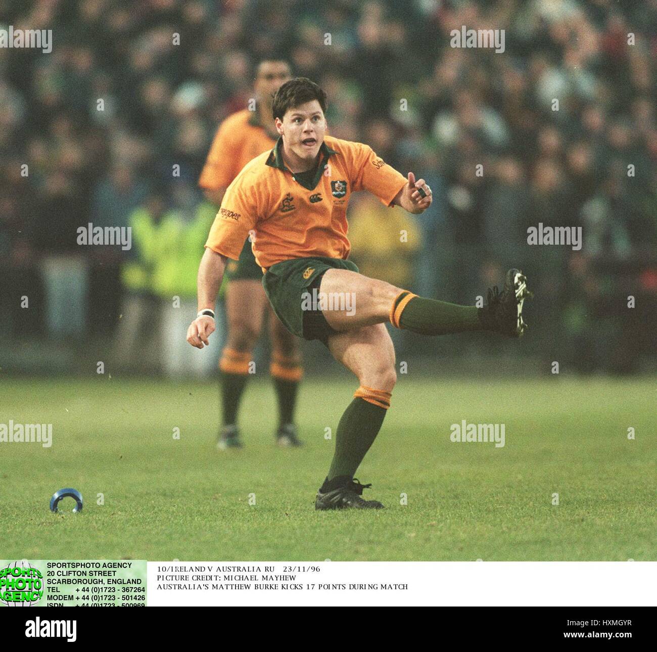 MATTHEW BURKE IRELAND V AUSTRLIA RU 23 November 1996 Stock Photo - Alamy