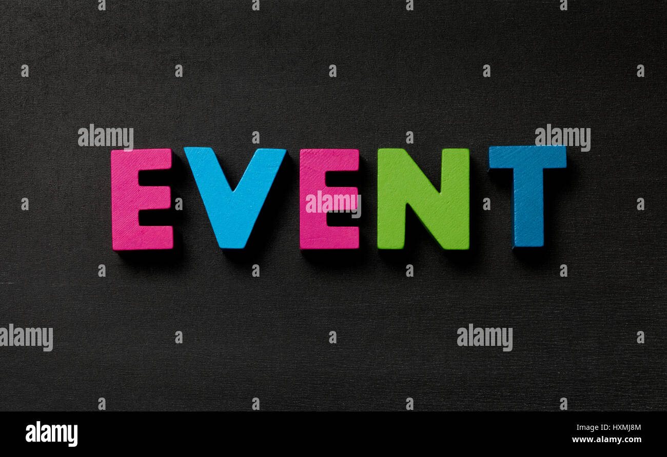 Blackboard with Event Stock Photo - Alamy