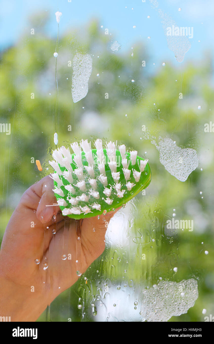 Human hand cleaning window Stock Photo - Alamy
