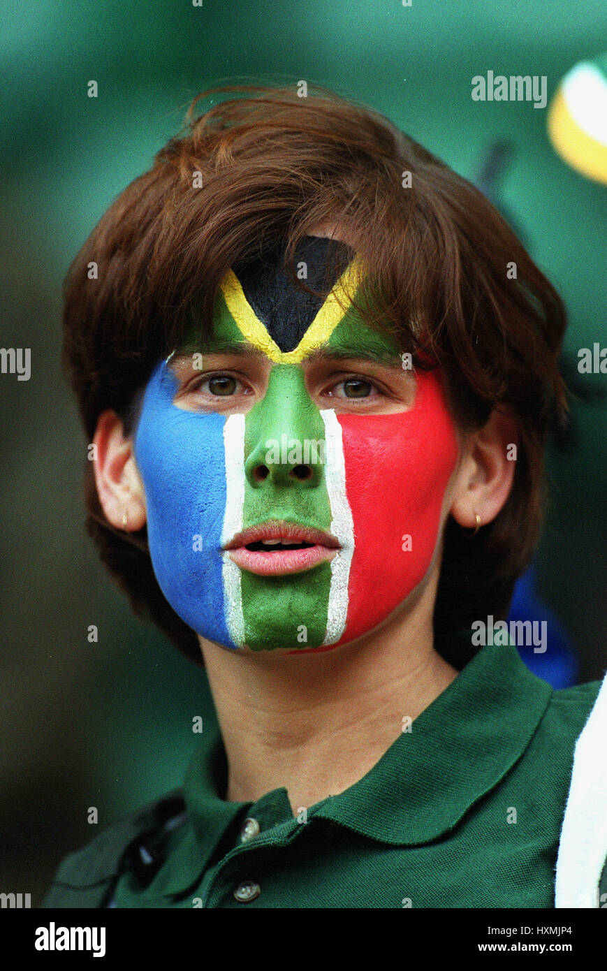 RUGBY FAN WITH PAINTED FACE SOUTH AFRICA V AUSTRALIA 01 November 1999 ...