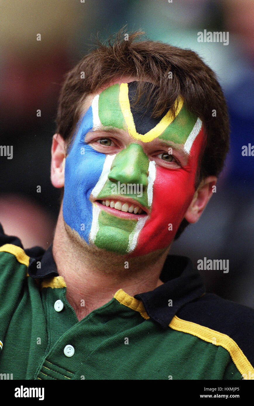 RUGBY FAN WITH PAINTED FACE SOUTH AFRICA V AUSTRALIA 01 November 1999 ...