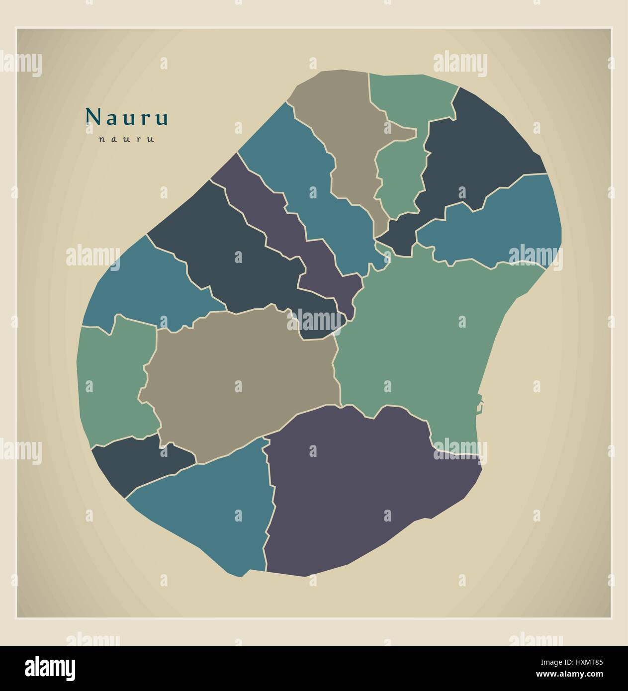 Modern Map - Nauru with districts colored political NR Stock Vector ...