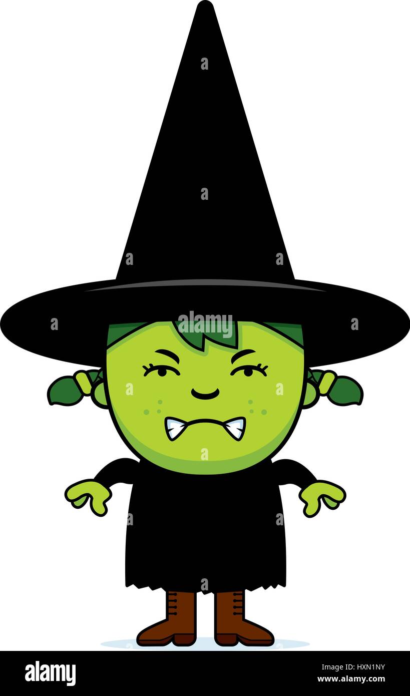 A cartoon illustration of a green witch looking angry Stock Vector ...