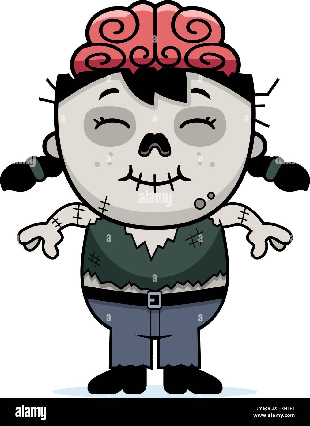 A cartoon illustration of a little zombie smiling Stock Vector Image ...