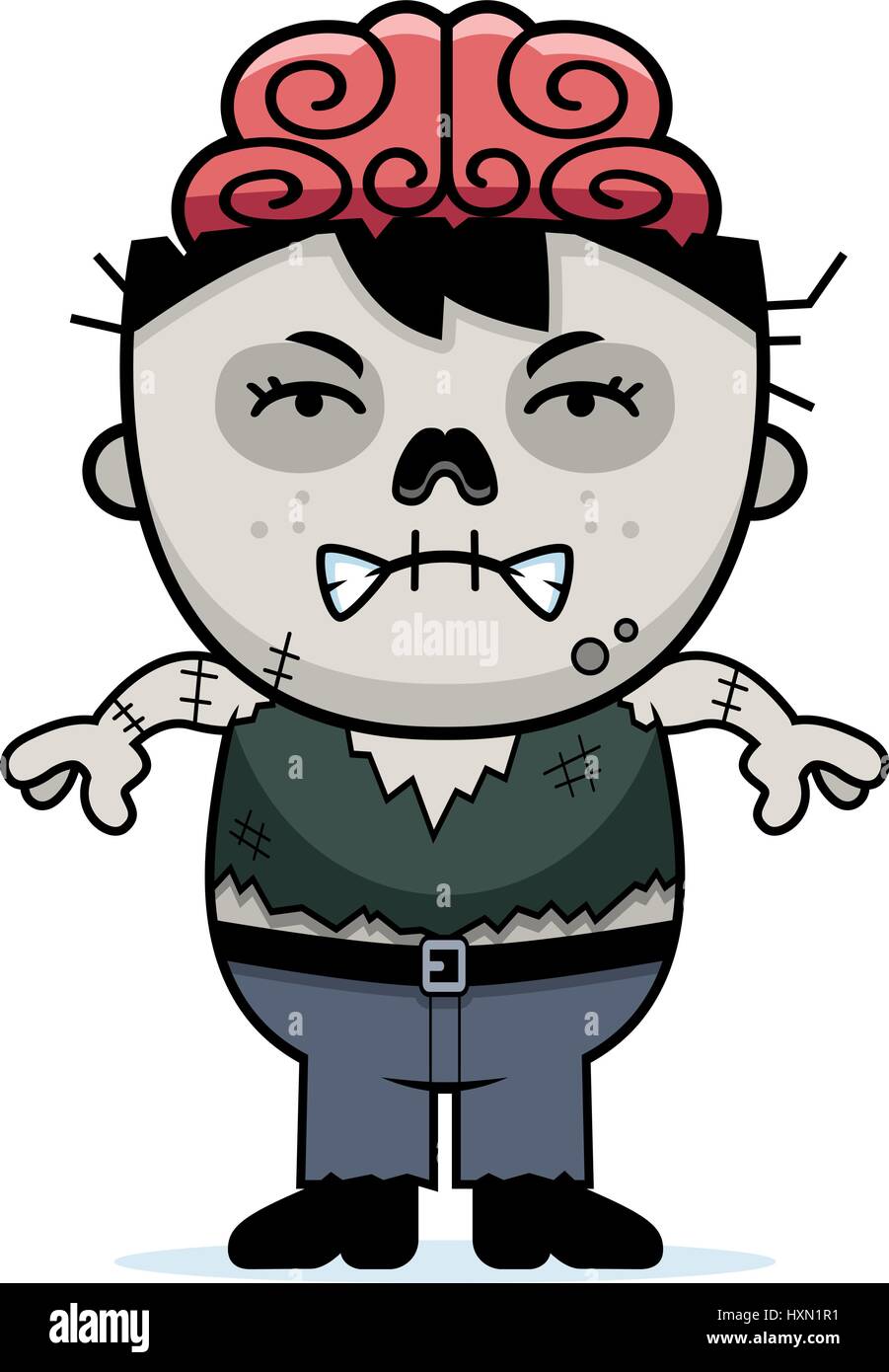 A cartoon illustration of a little zombie looking angry Stock Vector ...